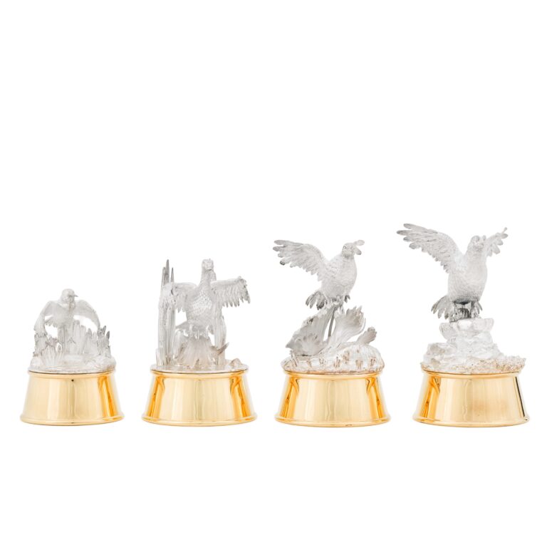 Silver & Gilt Game Bird Chess Set - Theo Fennell Ltd